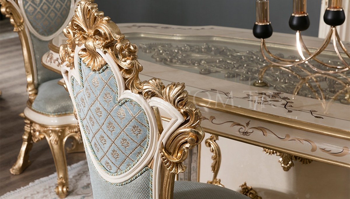 Dara Krem Gold Leaf Dining Room